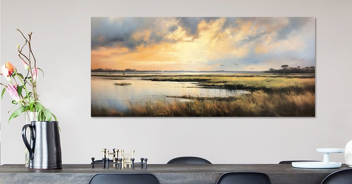 Landschap Schilderij van De Mooiste Kunst op canvas, behang en meer
